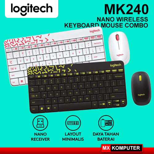 Keyboard Mouse Wireless Logitech MK240 – Black | MX Komputer Jogja
