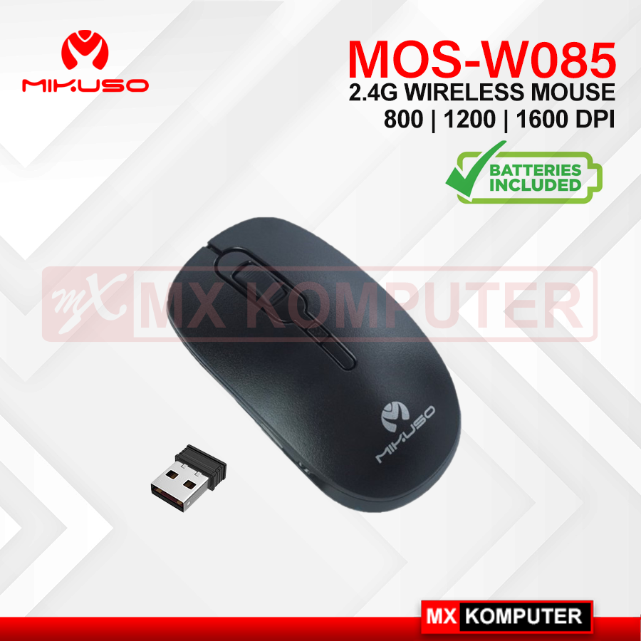 Mouse Mikuso MOS-W085 Wireless – Hitam | MX Komputer Jogja