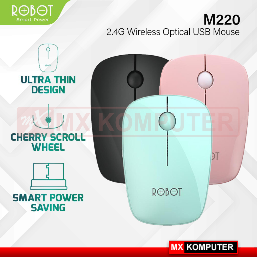 Mouse Robot M220 Wireless – Hijau | MX Komputer Jogja