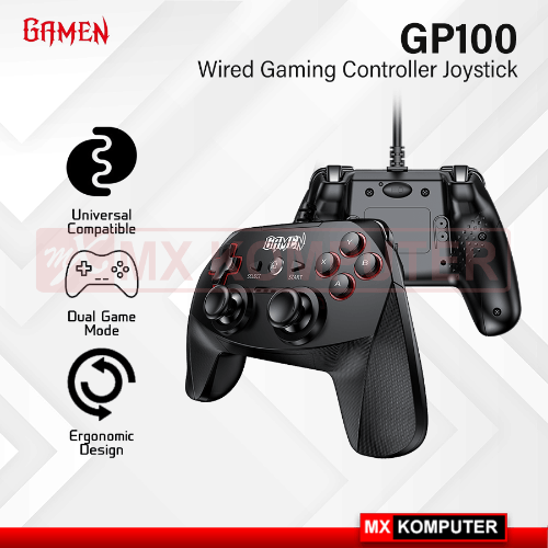 GAMEN GP100 Universal Wired Gamepad Dual Vibration | MX Komputer Jogja