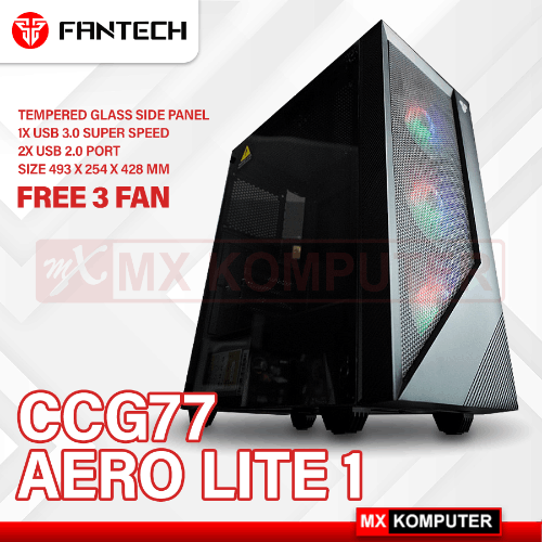 FANTECH GAMING CASE AERO LITE 1 CG77 include 3 RGB Fan | MX Komputer Jogja