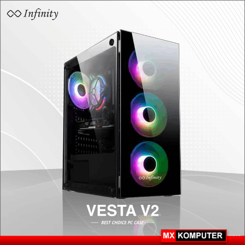 Gaming Case Infinity Vesta V2 (+ 4 Fan ) ATX PC Casing | MX Komputer Jogja