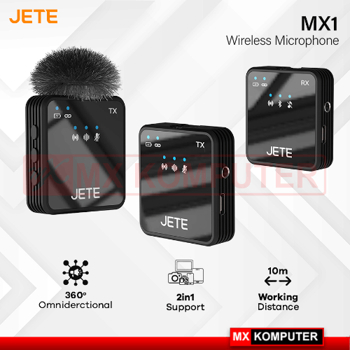 Microphone Wireless Jete MX1 Clip On Mic 2in1 | MX Komputer Jogja