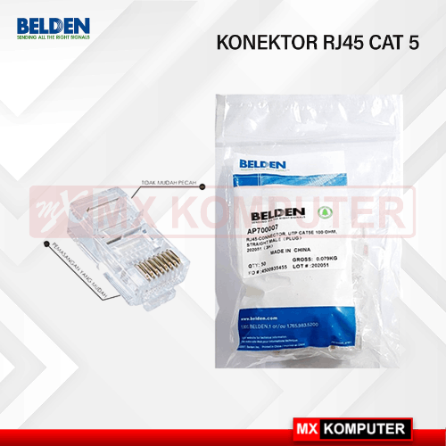 Konektor RJ45 Cat 5 BELDEN | MX Komputer Jogja