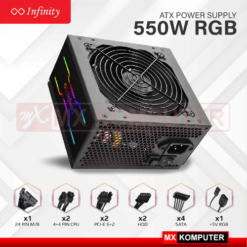 Infinity 550W Striker Power RGB Power Supply 550 Watt | MX Komputer Jogja