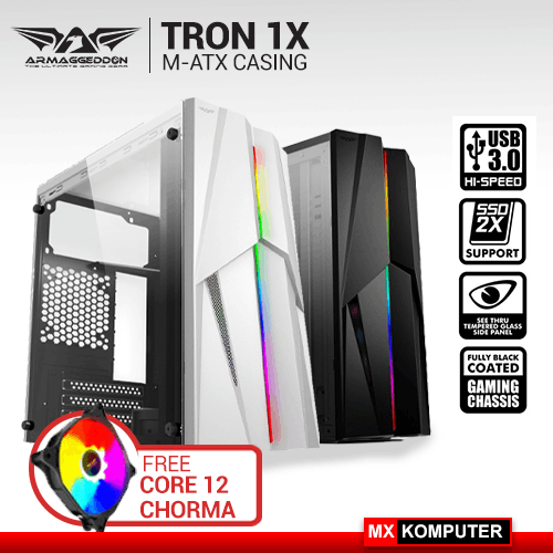 Casing Armaggeddon RGB TRON 1X m-ATX Black | MX Komputer Jogja