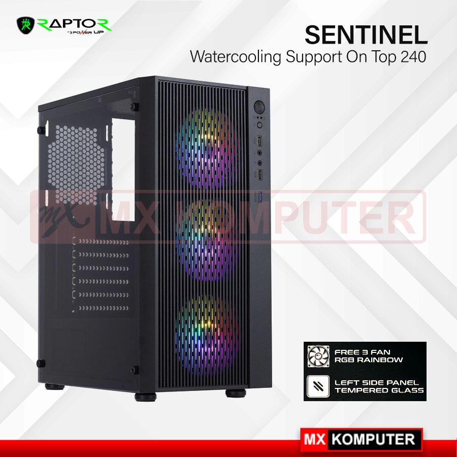 Casing Power Up RAPTOR SENTINEL ATX Gaming Case | MX Komputer Jogja