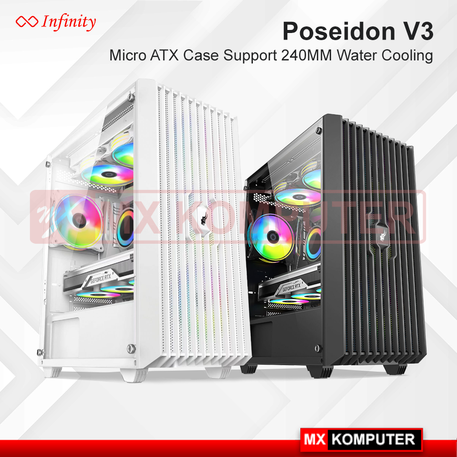Casing Infinity Poseidon V3 Putih MATX Gaming Case | MX Komputer Jogja