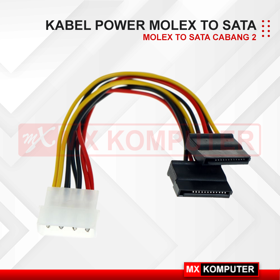 Kabel Power Molex to SATA Cabang 2 | MX Komputer Jogja