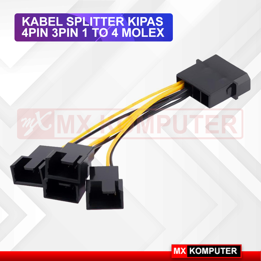 Kabel Splitter Kipas 4pin 3pin 1 To 4 Molex Cabang Power Fan Casing ...