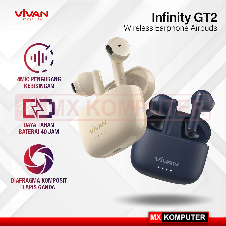 Vivan Infinity GT2 Headset Earbuds TWS Bluetooth IPX4 Waterproof ...