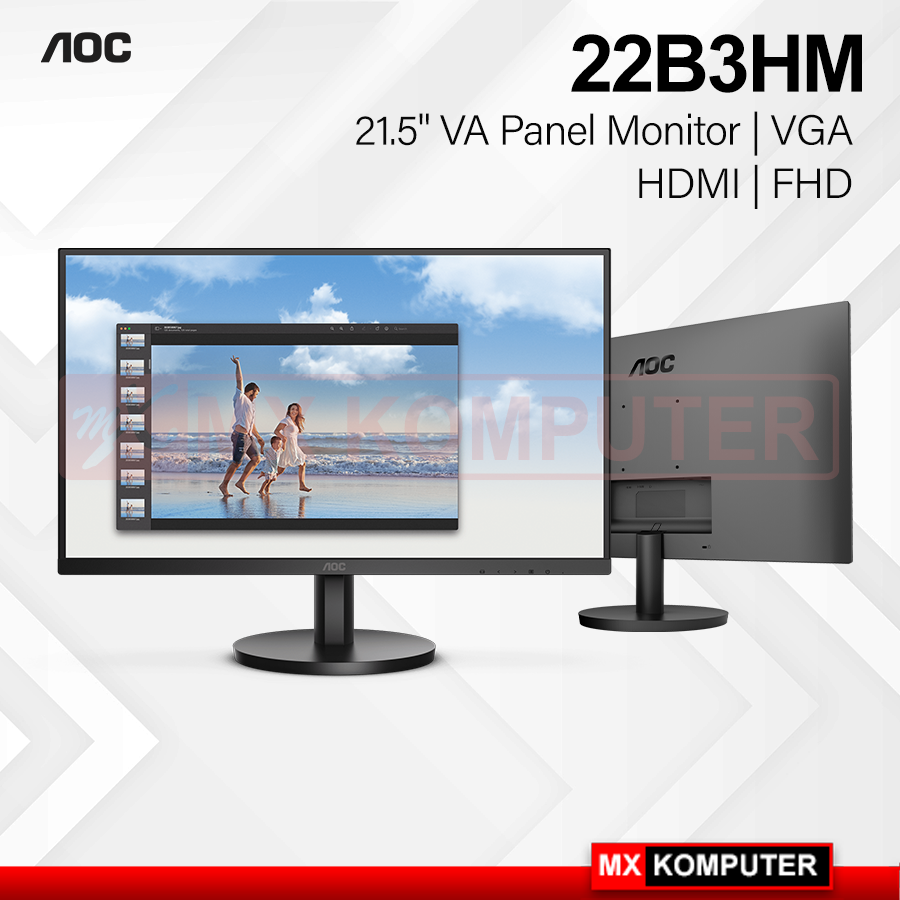 Monitor AOC 22B3HM LED 22″ VA 75Hz 1080p HDMI VESA Adaptive Sync Slim ...