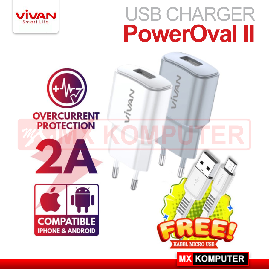 Adaptor Vivan Power Oval – 2.0A Single Output USB Charger | MX Komputer ...