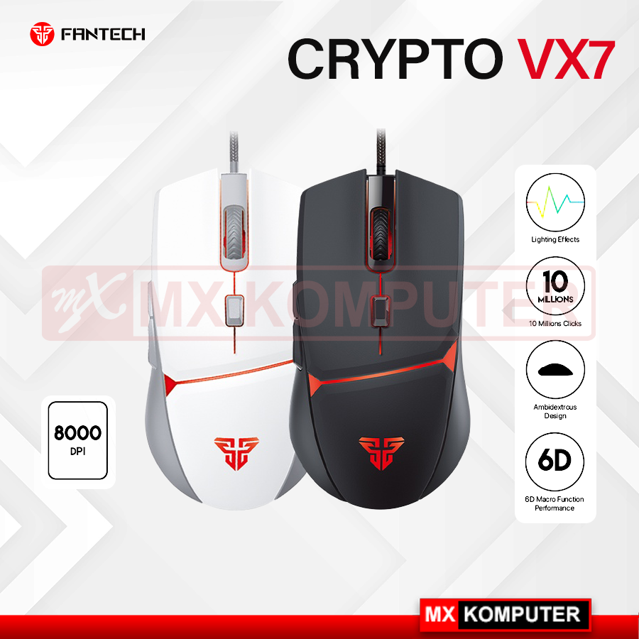 Fantech CRYPTO VX7 Mouse Gaming Macro – Black | MX Komputer Jogja