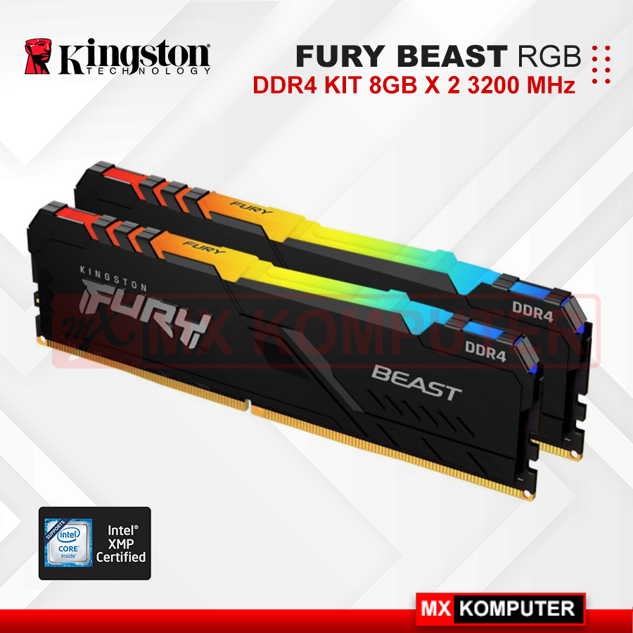 RAM Kingston 16GB DDR4 3200 Kit 8×2 RGB Fury Beast | MX Komputer Jogja