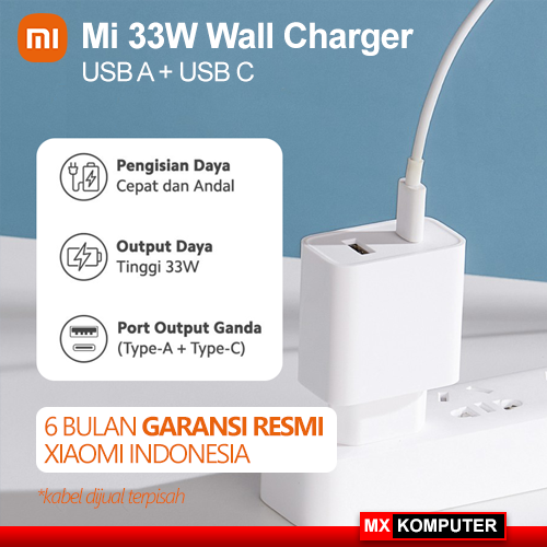 Xiaomi Mi 33W Wall Charger (Type-A + Type-C) | MX Komputer Jogja