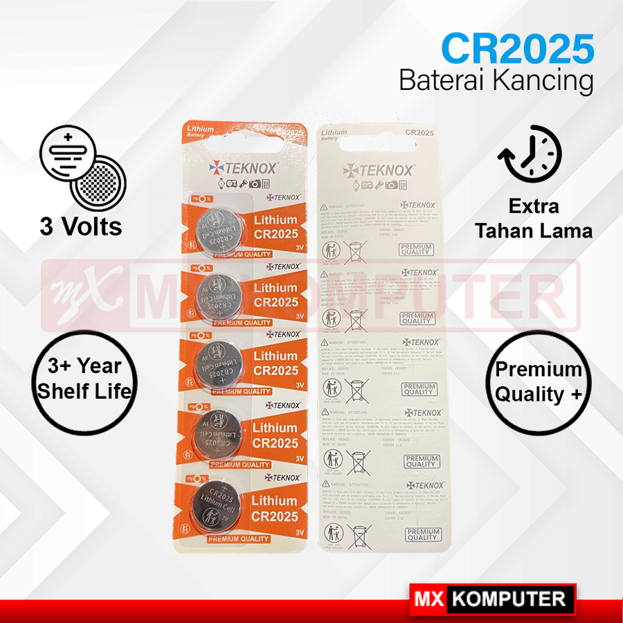 Baterai Kancing TEKNOX CR 2025 1 Pcs | MX Komputer Jogja