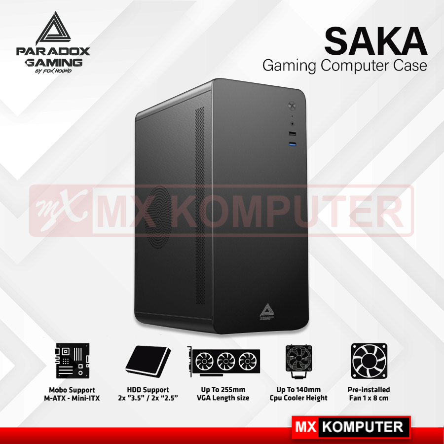 Casing PC Paradox Gaming Saka – Hitam | MX Komputer Jogja