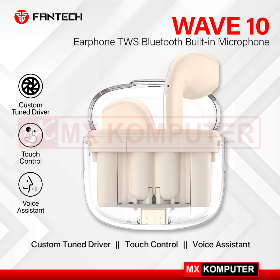 Fantech TWS Bluetooth Wave 10 Built-in Microphone – Beige | MX Komputer ...