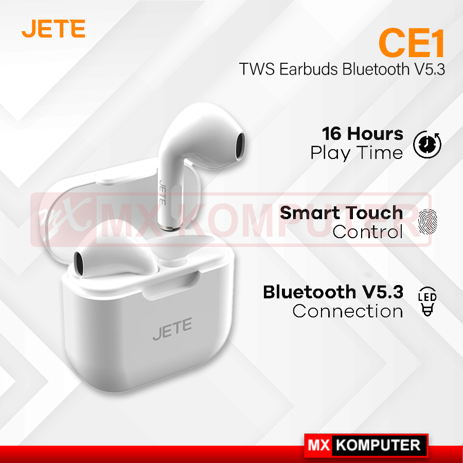 Earphone TWS JETE CE1 Bluetooth V5.3 – Putih | MX Komputer Jogja