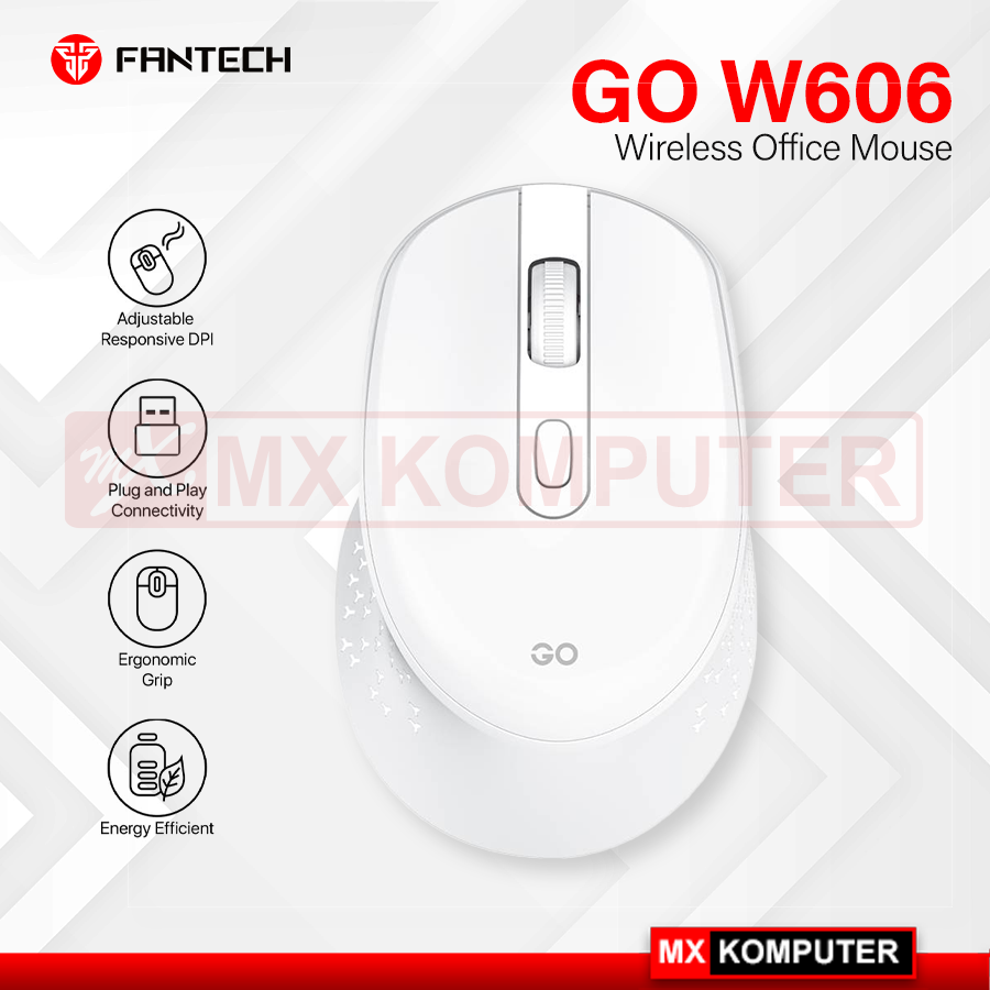 Mouse Wireless FANTECH GO W606 2.4Ghz 1600DPI – Putih | MX Komputer Jogja