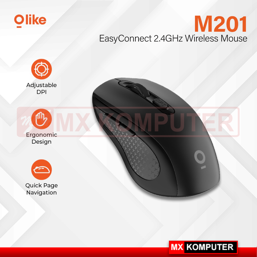 Mouse Wireless 2.4ghz Olike M201 EasyConnect – Hitam | MX Komputer Jogja