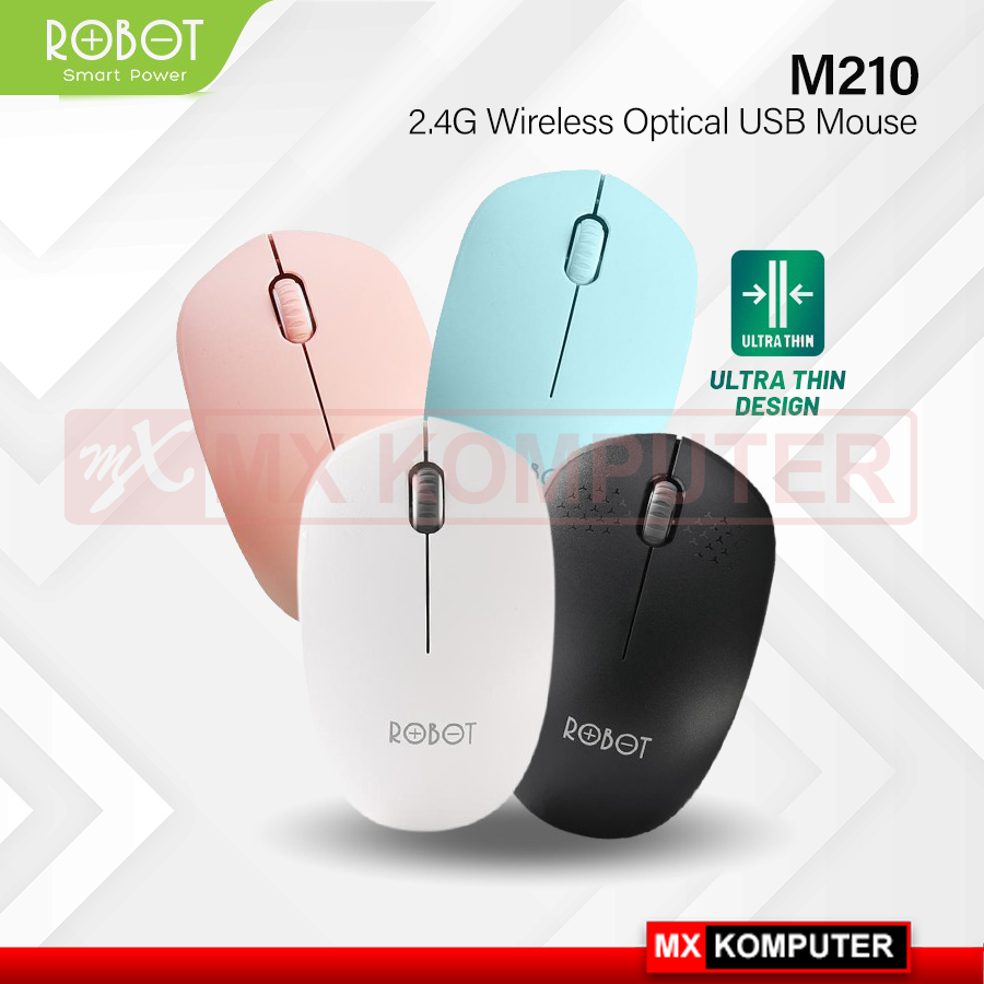 Mouse Wireless Robot M210 – Merah Muda | MX Komputer Jogja