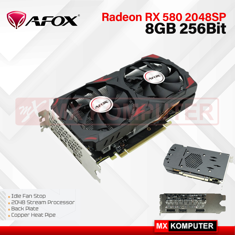 VGA AFOX RX 580 8GB DDR5 256Bit 2048 Stream Processor | MX Komputer Jogja