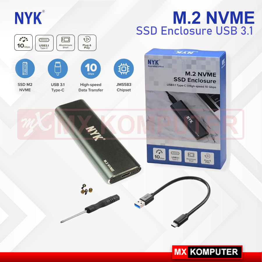 Casing M.2 NVME Enclosure Type C 3.1 NYK | MX Komputer Jogja