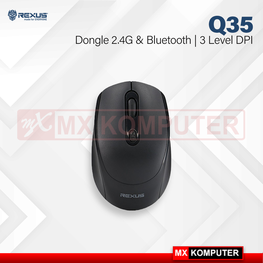 Rexus Mouse Wireless Q35 Silent Click – Hitam | MX Komputer Jogja