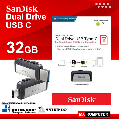 Flashdisk Sandisk 32GB Ultra Dual Drive USB TYPE C | MX Komputer Jogja