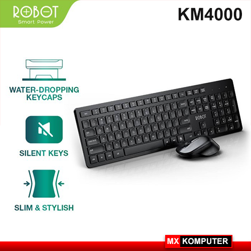 Robot KM4000 Wireless Keyboard & Mouse Combo Silent Key | MX Komputer Jogja