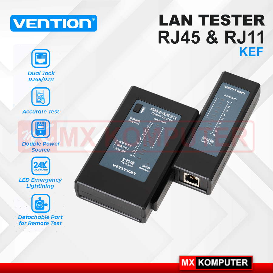 Lan Tester Vention Ethernet RJ45 RJ11 | MX Komputer Jogja