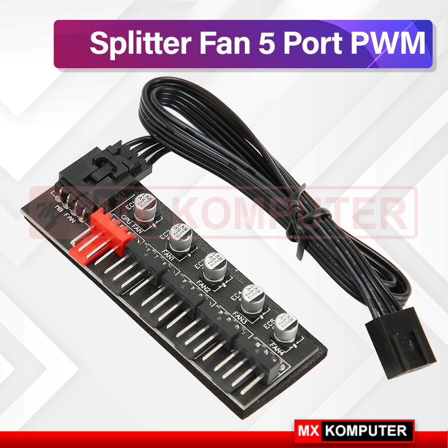 Splitter Fan HUB Extension 4 Pin PWM to 5 Port | MX Komputer Jogja