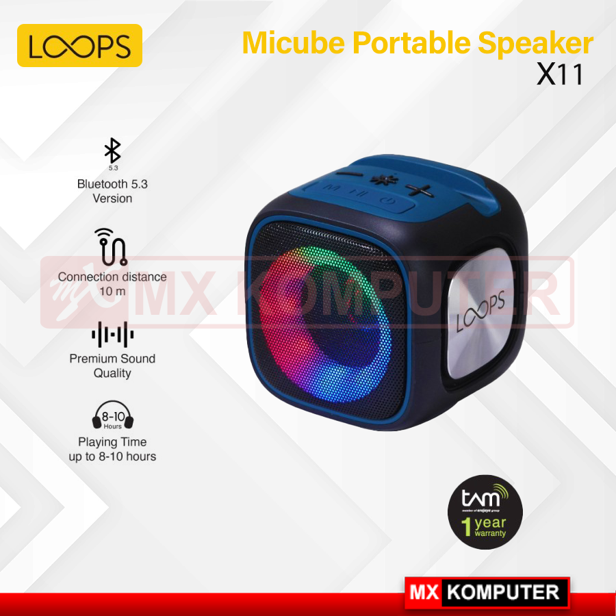 LOOPS Micube Portable Speaker X11 Bluetooth – Hitam | MX Komputer Jogja