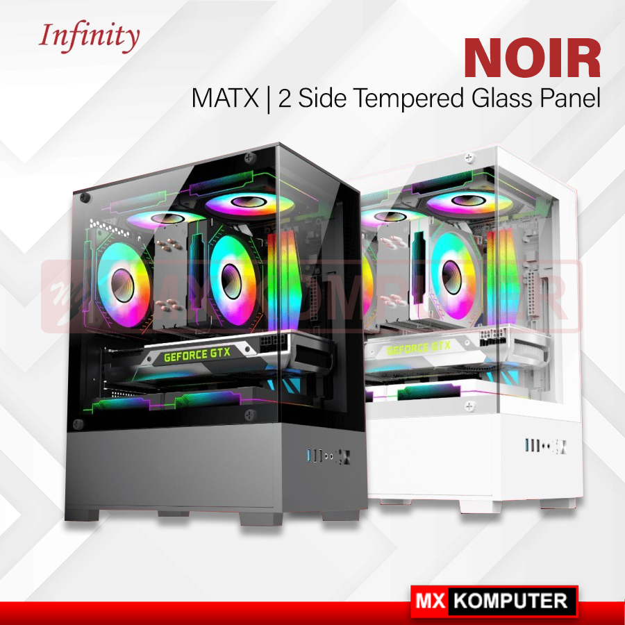 Casing Infinity NOIR mATX Compact Seaview Case Temper Glass – Putih ...