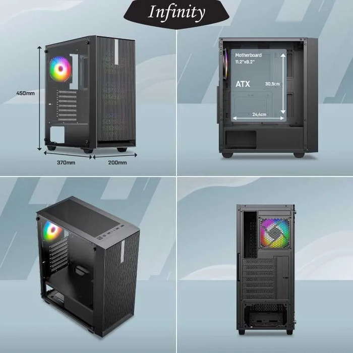 Casing Infinity ASCALON Tempered Glass ATX Gaming Case | MX Komputer Jogja
