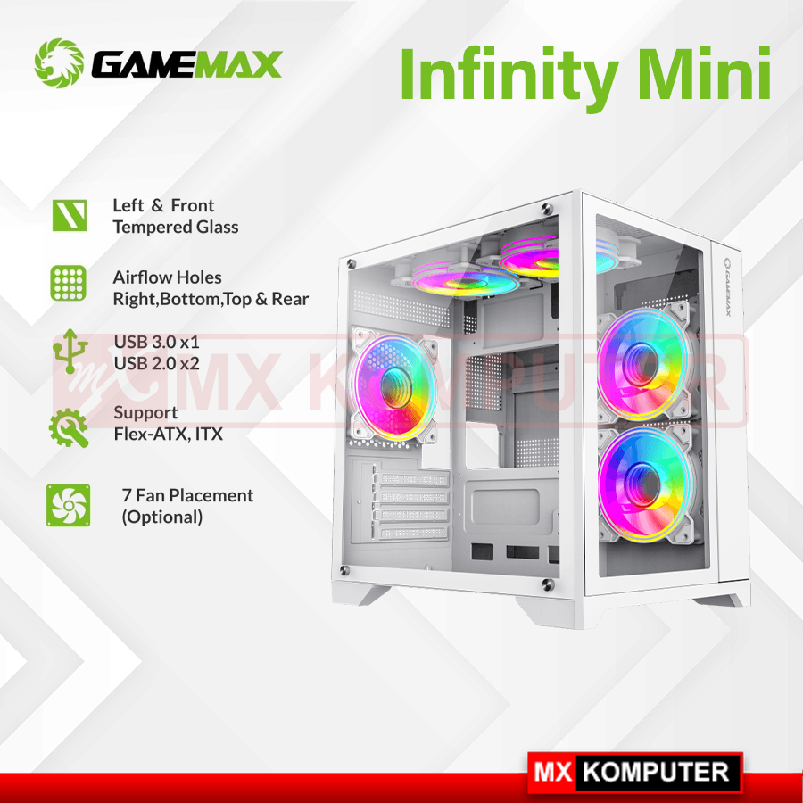Casing Gamemax Infinity Mini PC Case M-ATX – Putih | MX Komputer Jogja