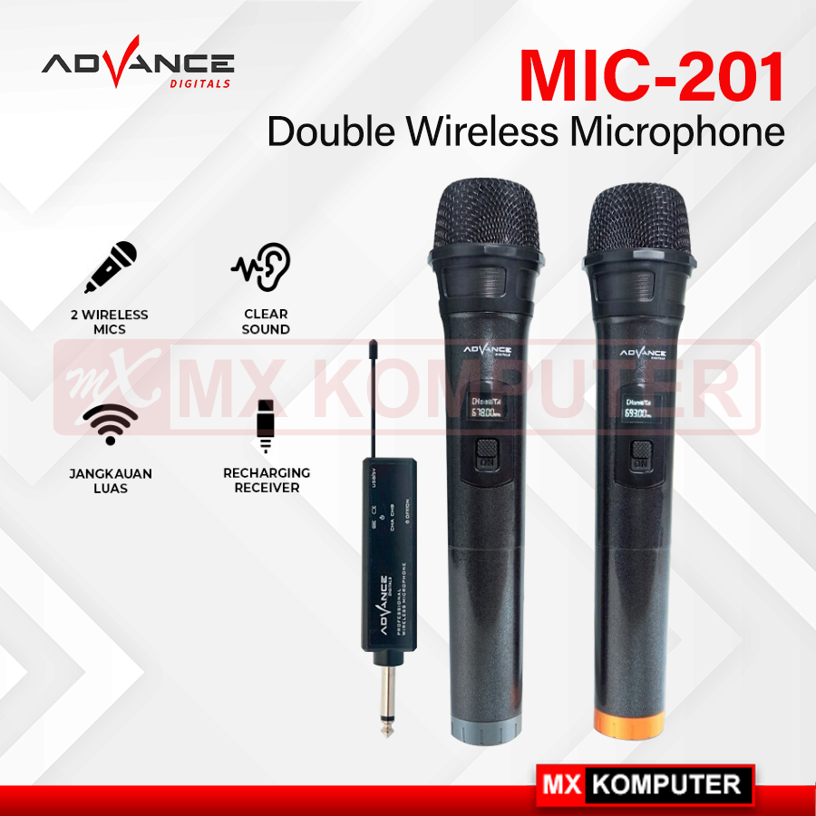Mic Advance MIC-201 Dua Microphone Wireless Professsional Mic Karaoke ...