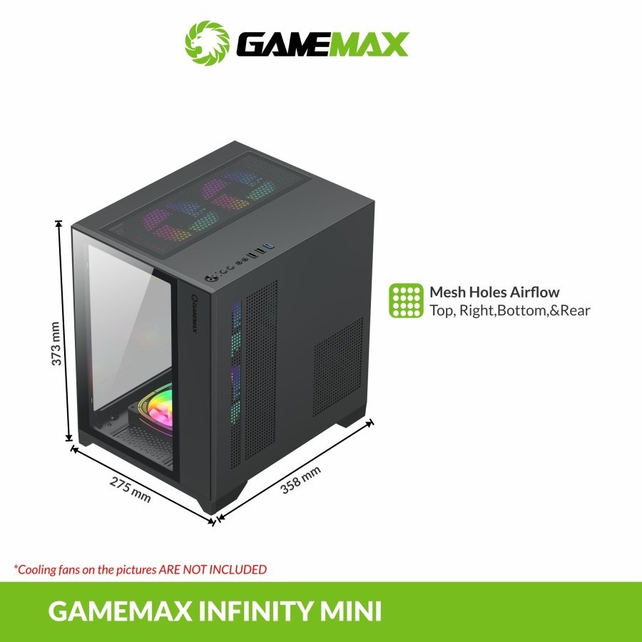 Casing Gamemax Infinity Mini PC Case M-ATX – Hitam | MX Komputer Jogja