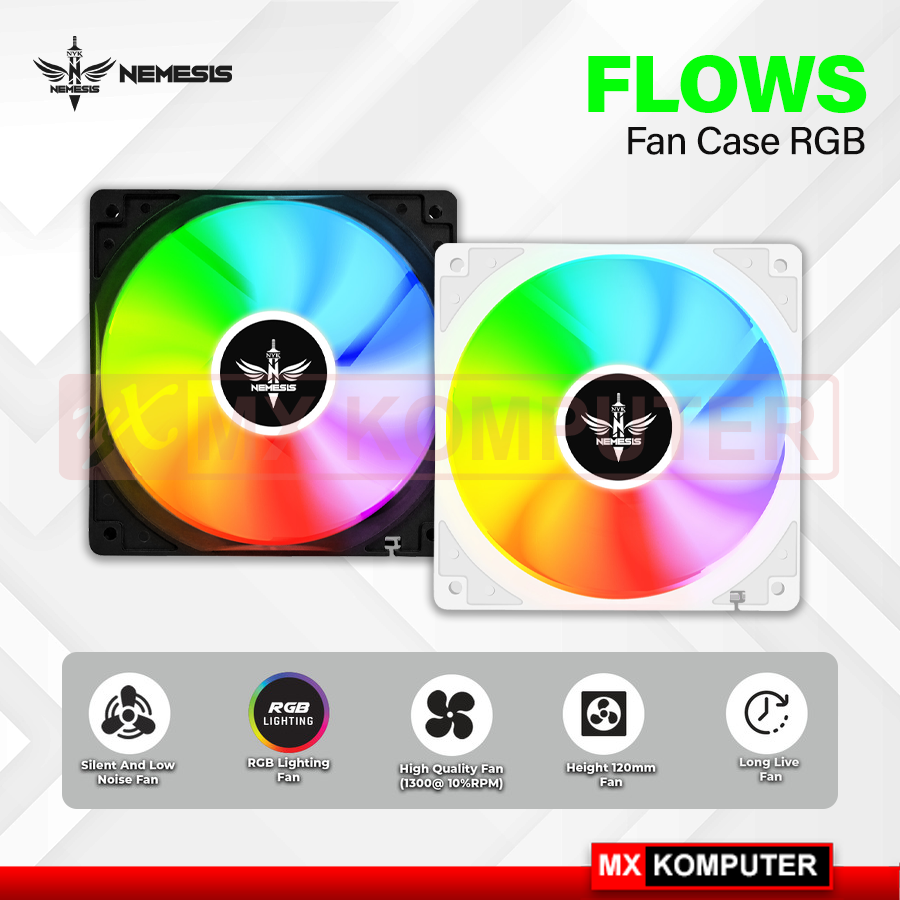 NYK Nemesis Fan Case RGB Flows – Hitam | MX Komputer Jogja