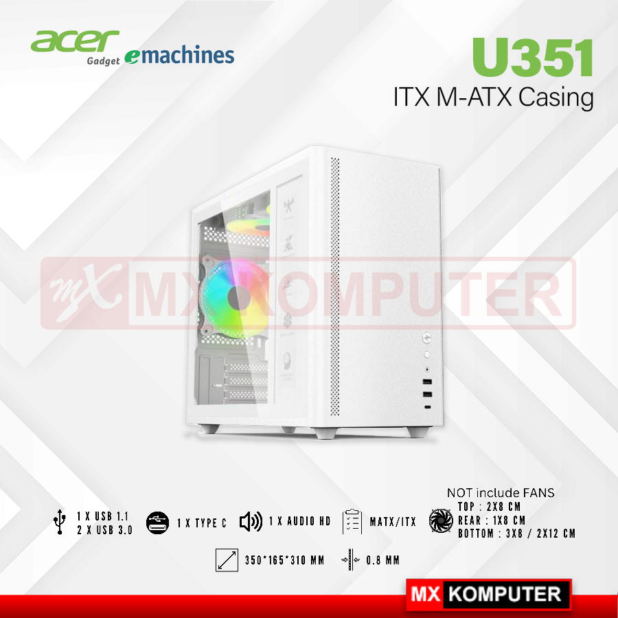 Casing Acer U351 ITX M-ATX Case eMachines U 351 – Putih | MX Komputer Jogja