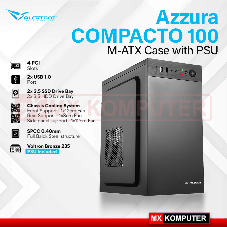Casing PC Alcatroz Azzura Compacto 100 m-Atx with PSU Voltron Bronze ...
