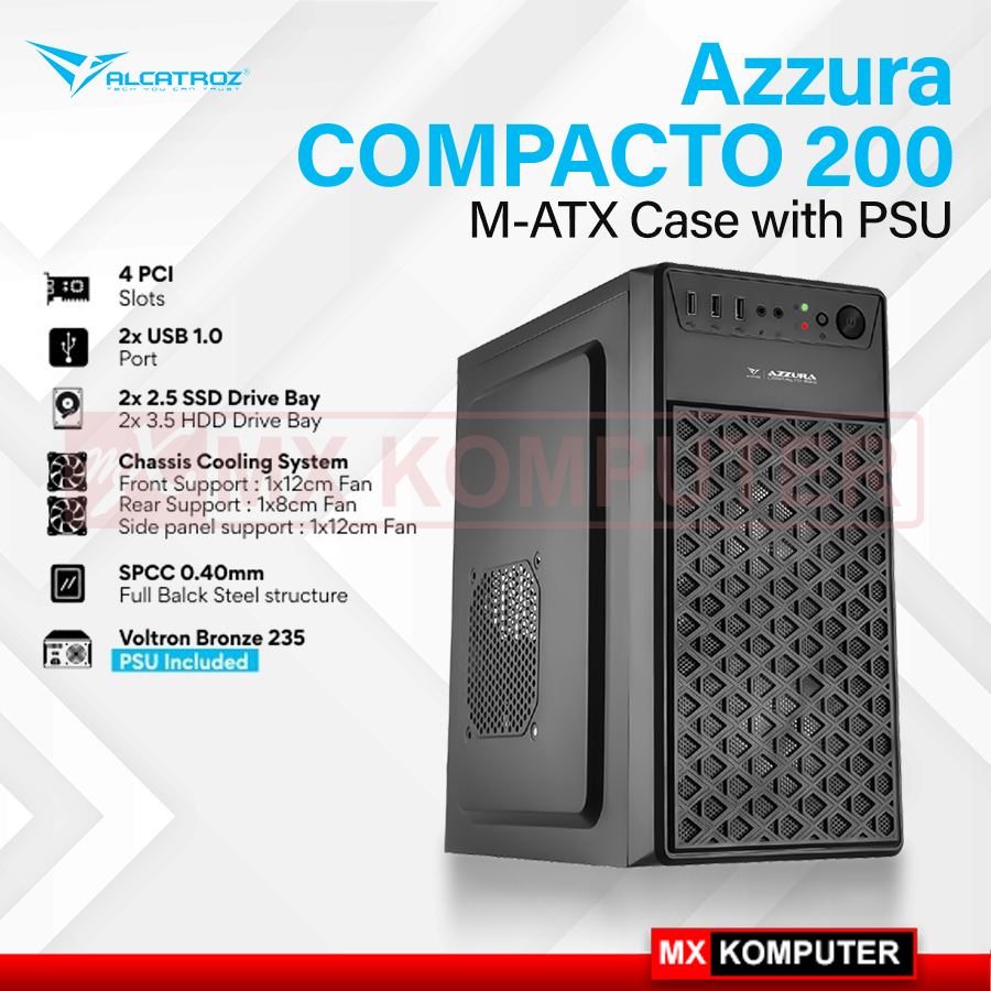 Casing Alcatroz Azzura Compacto 200 m-Atx with PSU Voltron Bronze 235 ...