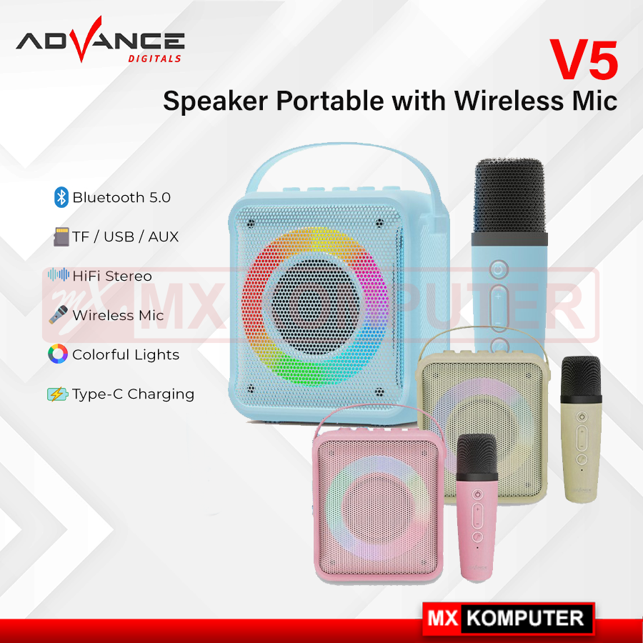 Speaker Mini Advance V5 Bluetooth with Mic Wireless – Biru | MX ...
