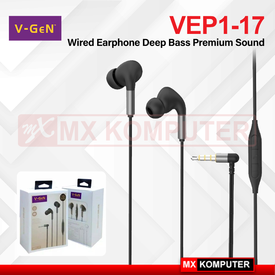 Earphone V-GeN VEP1-17 L Shape Deep Bass | MX Komputer Jogja