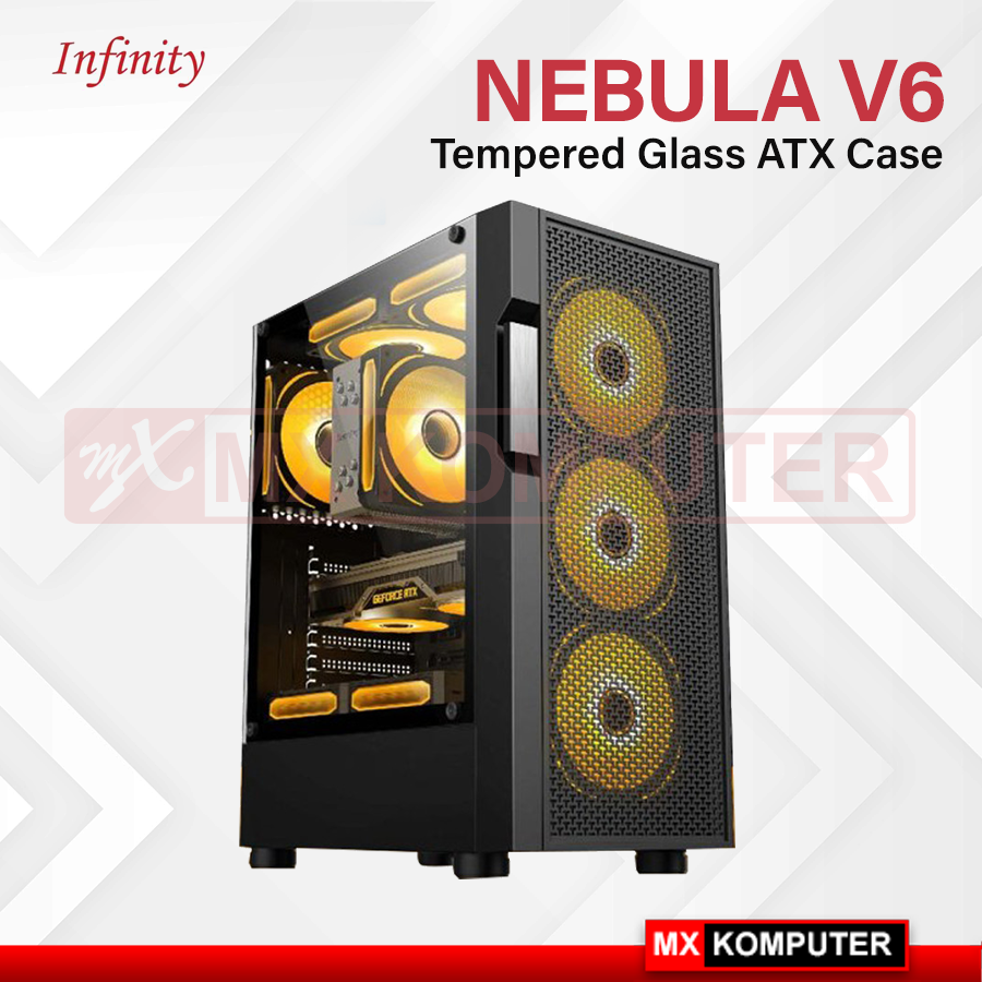 Casing PC INFINITY NEBULA V6 Black ATX Case Tempered Glass | MX ...