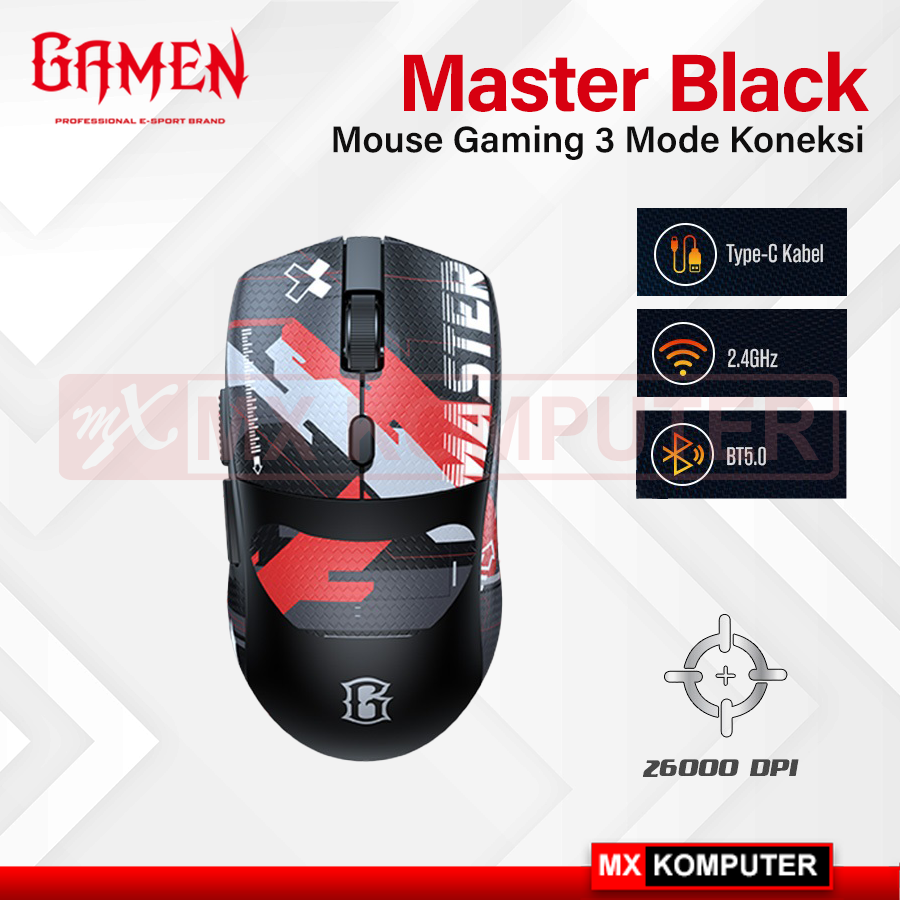 Mouse Gaming GAMEN 3 Mode Wireless Rechargeable Pixart 3395 Master 49g ...