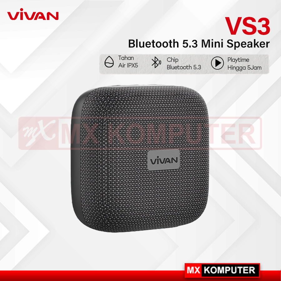 VIVAN Mini Speaker VS3 | IPX5 | Bluetooth 5.3 | TWS Connect – Abu-abu ...