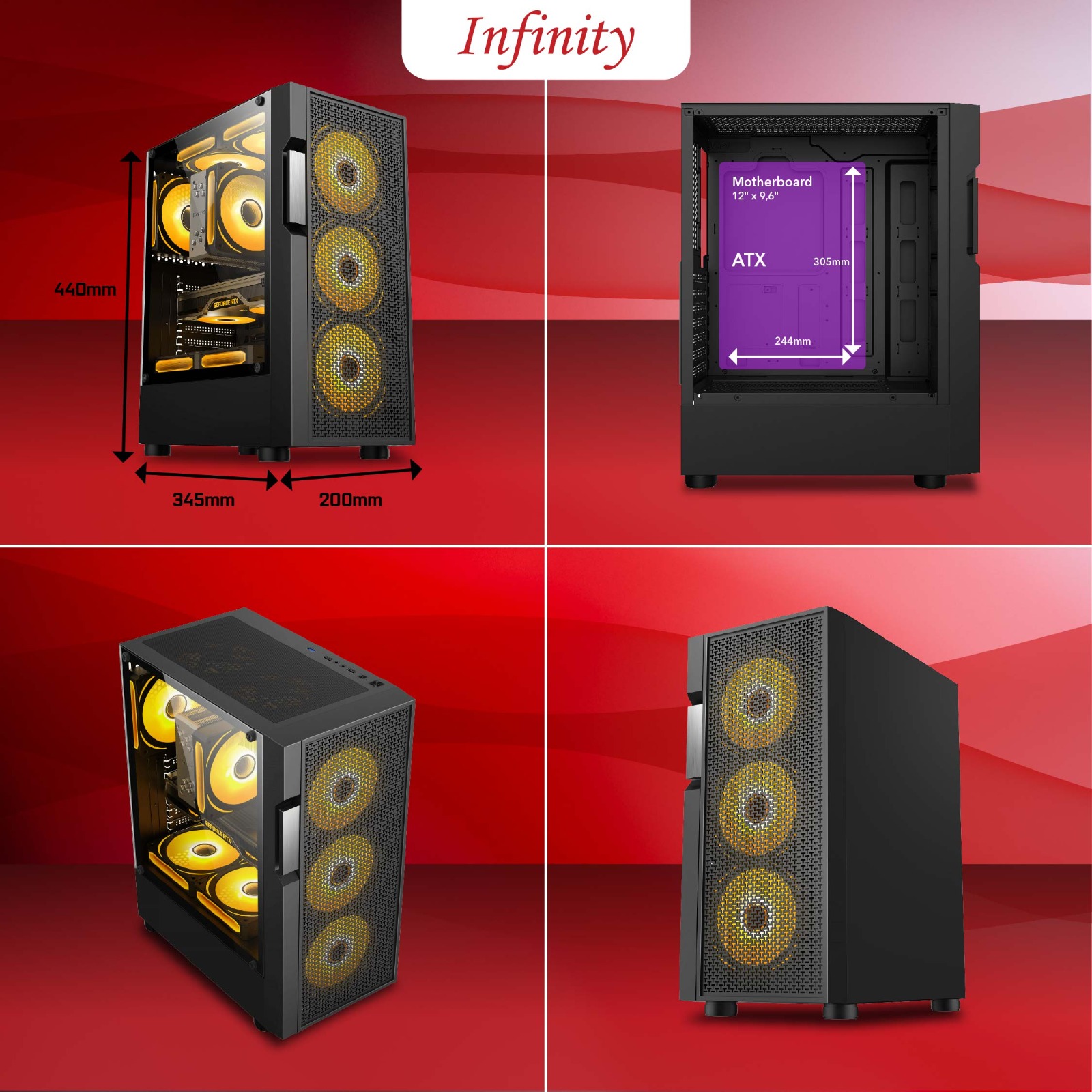 Casing PC INFINITY NEBULA V6 Black ATX Case Tempered Glass | MX ...